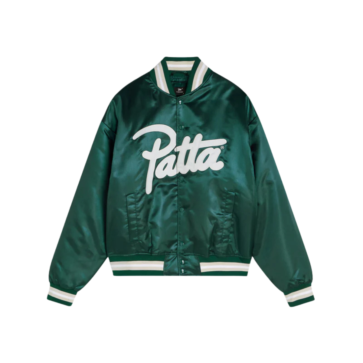 Patta Script Logo Satin Varsity Jacket Bistro Green I Momentum ...